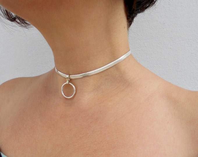 Snake Chain Collar / Sterling Silver Slave Collar / O Ring - Etsy