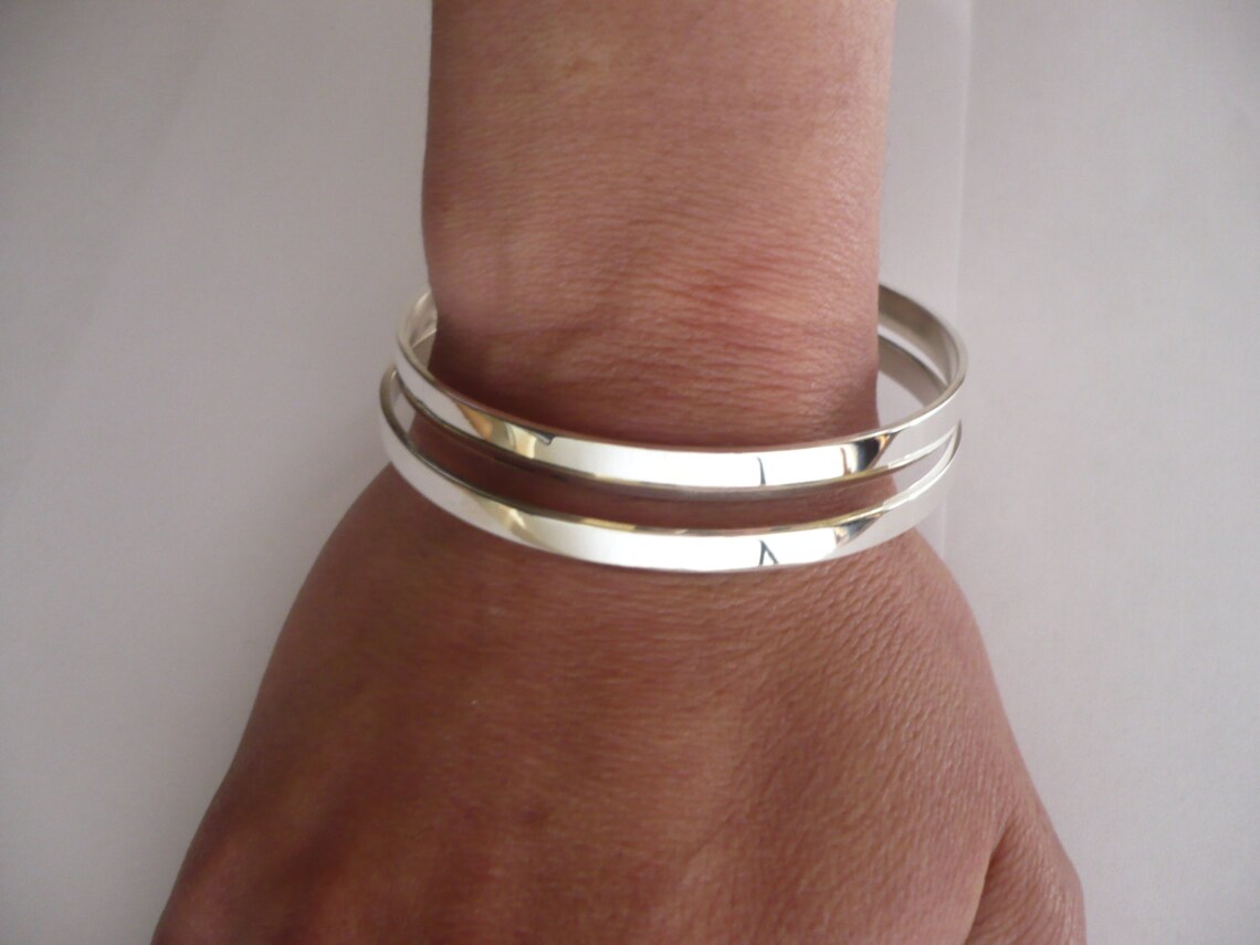 Sterling Silver Bangles Set - Etsy