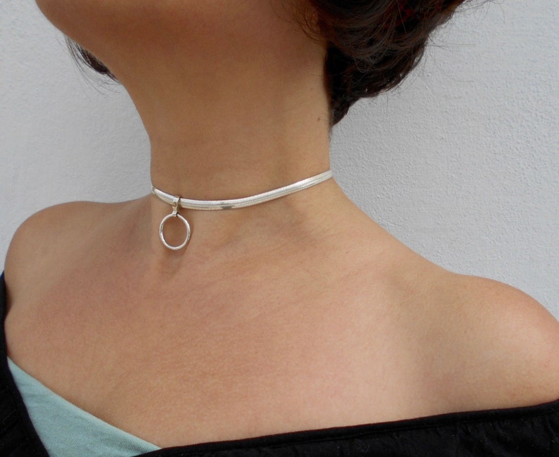 Snake Chain Collar / Sterling Silver Slave Collar / O Ring | Etsy