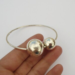 Handmade Sterling Silver Bangle With Two Big Rolling Balls - Etsy Canada