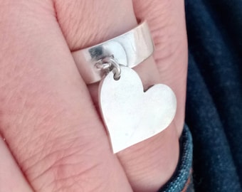 Dangle Heart Ring - Etsy