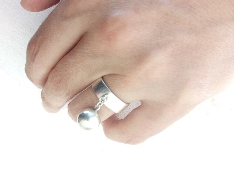 Dangle ball ring sterling silver | Etsy
