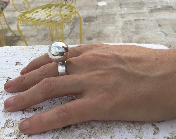 Silver Big Ball Ring