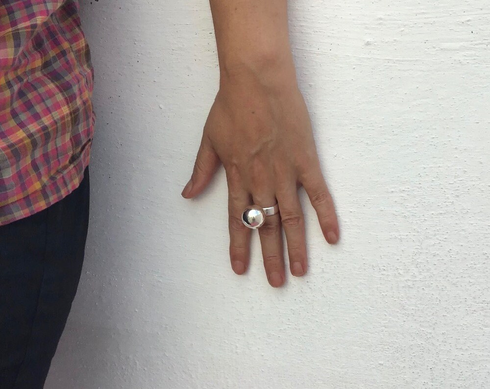 Silver Big Ball Ring - Etsy