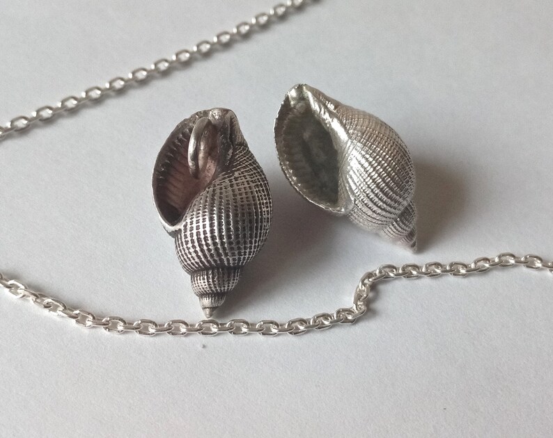 Sterling silver seashell pendant | Etsy