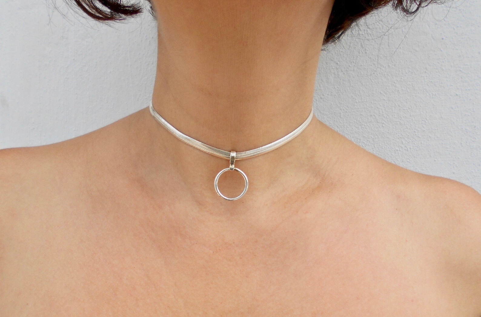 Snake Chain Collar / Sterling Silver Slave Collar / O Ring | Etsy