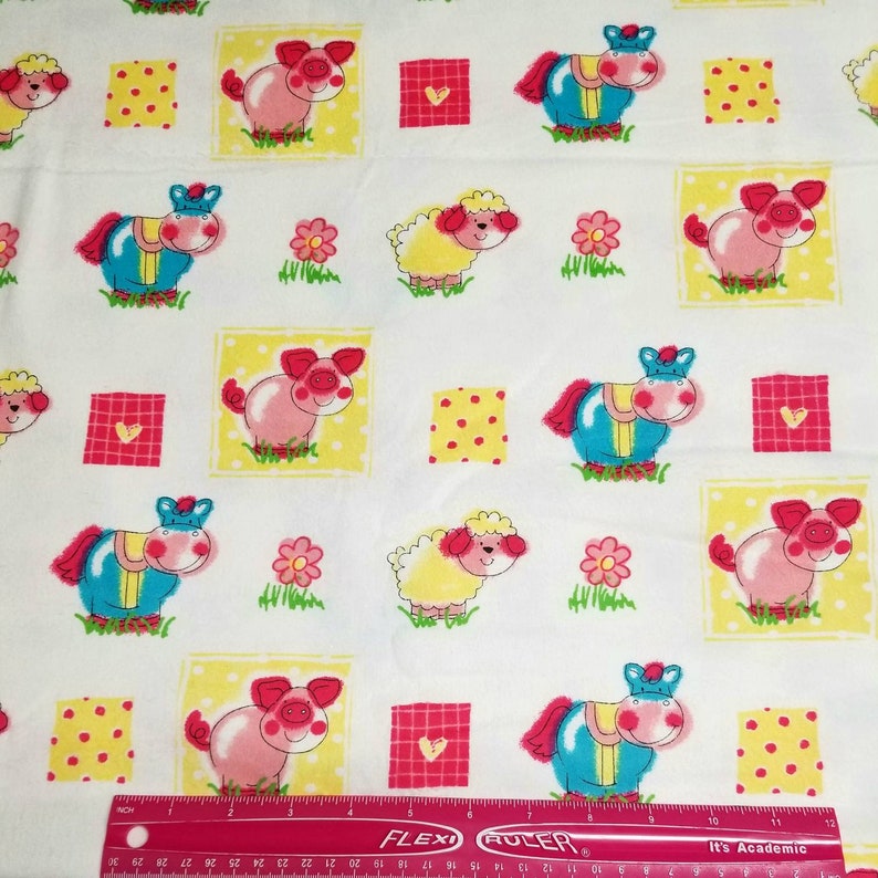 Farm Animals Flannel Cotton Fabric - Etsy
