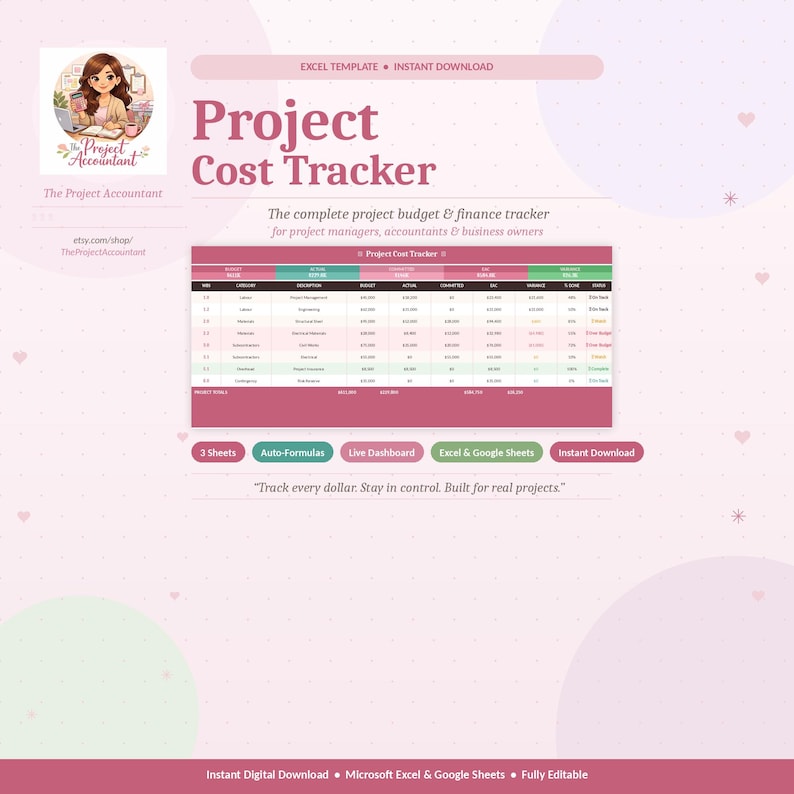 Project Cost Tracker & Dashboard - Project Accounting/bookkeeping/small ...