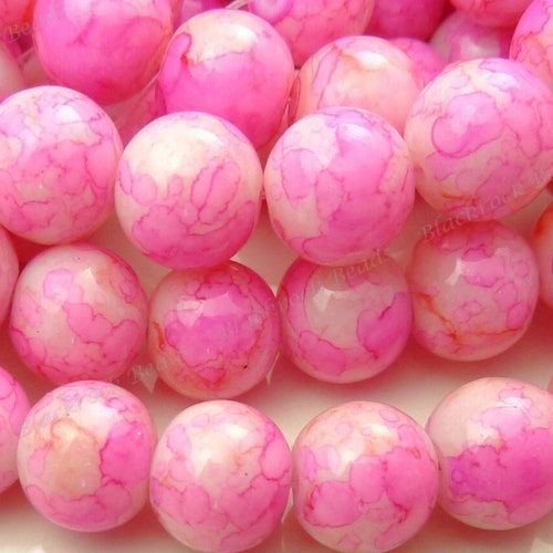 10mm Hot Pink Light Pink and off White Round Glass Beads 20 - Etsy
