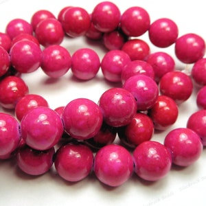 8mm Bright Rose Pink Fossil Stone Round Beads 16 Inch Strand BP31 - Etsy