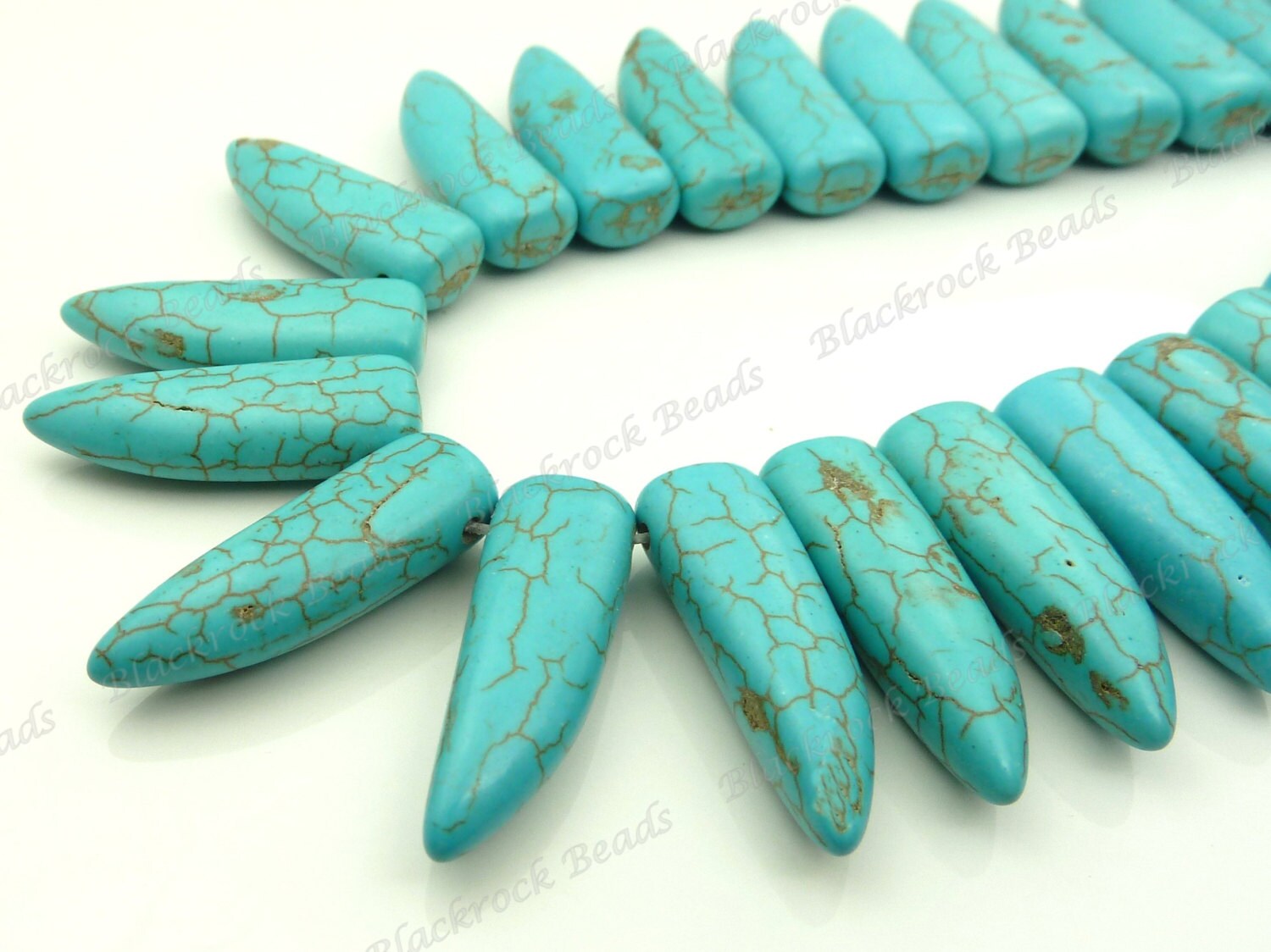 10 Turquoise Blue Magnesite Matrix Tusk Shaped Gemstone Beads | Etsy