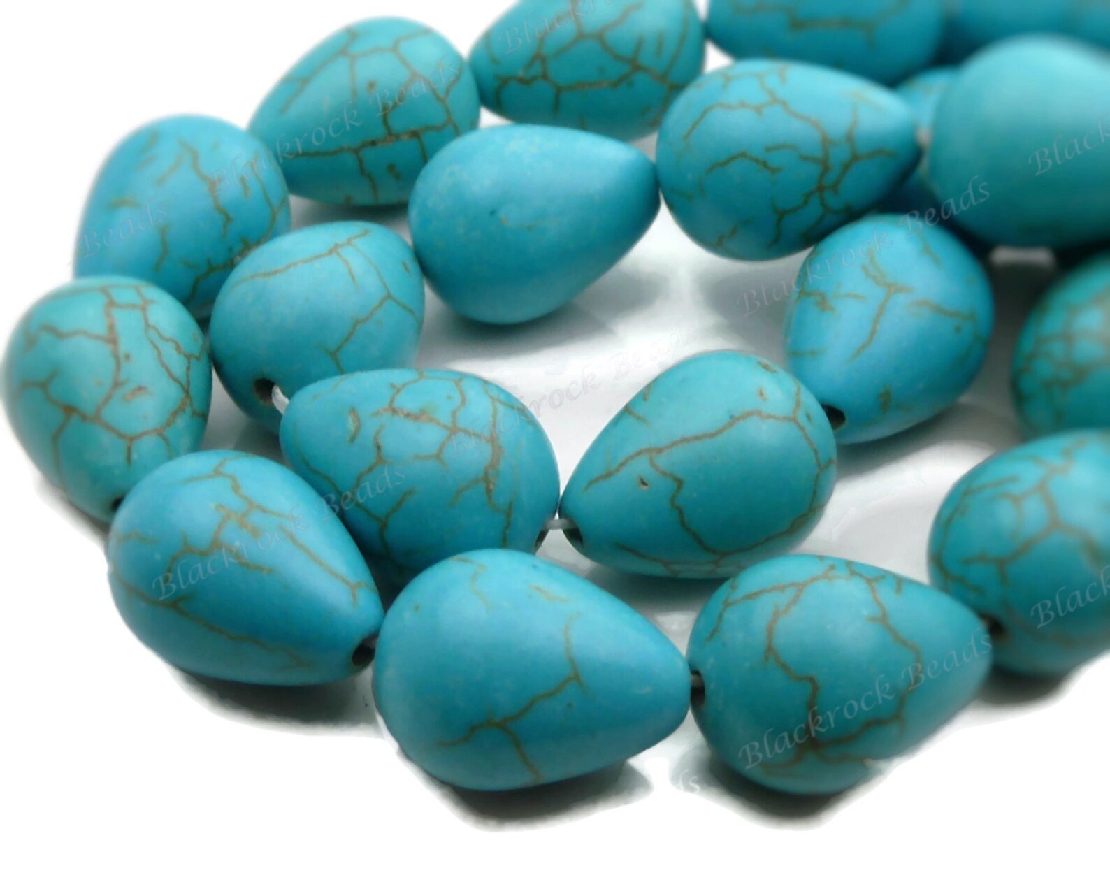 8 Turquoise Blue Magnesite Matrix Teardrop Gemstone Beads | Etsy