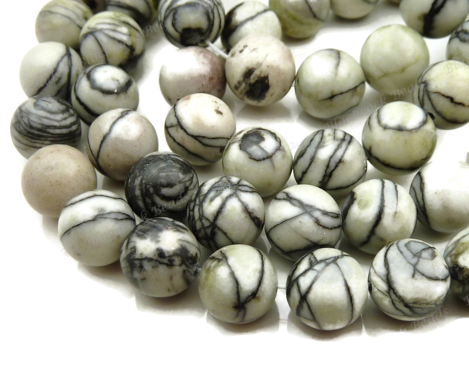 8mm Black Silk Stone Natural Gemstone Beads 16 Inch Strand - Etsy 日本