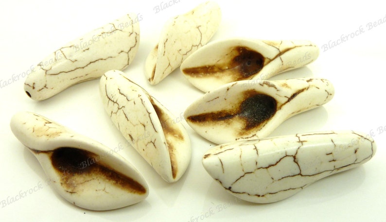 White Magnesite Matrix Gemstone Beads 11pc Strand 38x15mm | Etsy