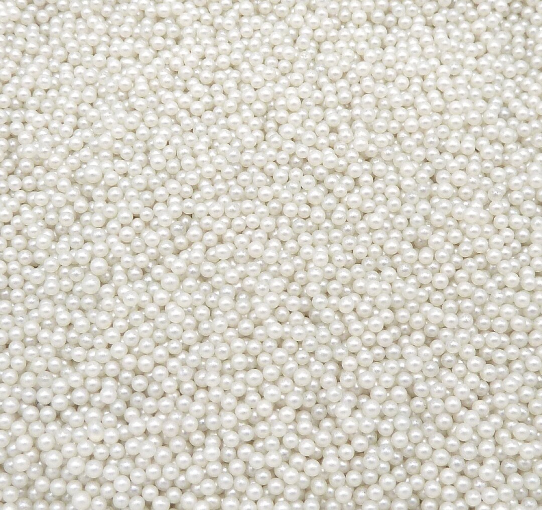 NON-EDIBLE 2mm White Pearlized Glass Nonpareil Sprinkles - Fake Bake ...