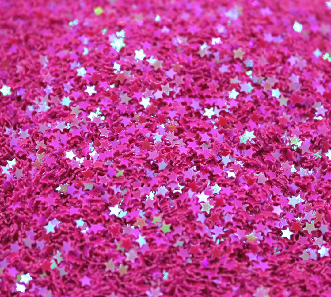 Dark Pink Star Glitter - Shimmering Iridescent AB Chunky Color Shift ...