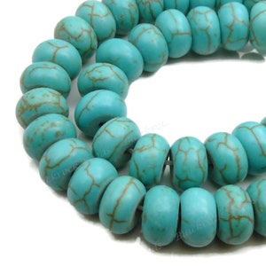 8x5mm Turquoise Blue Magnesite Matrix Gemstone Beads 16 Inch Strand ...