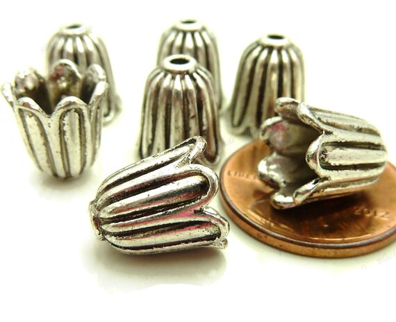 8 Bell Shaped Bead Caps 10mm Antique Silver Tone Metal - Etsy