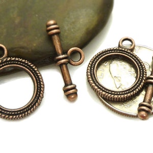 6 Sets Antique Copper Tone Metal Round Ring and Tbar Toggle Clasps ...