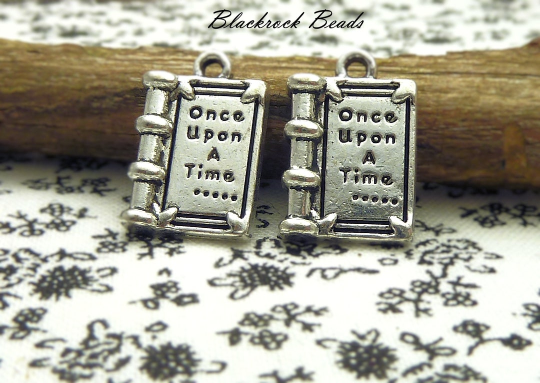 10 Once Upon A Time Charms Antique Silver Tone 18x12mm, Engraved ...