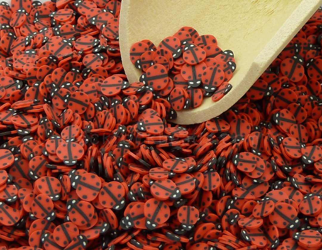 Red Ladybug Polymer Clay Slices - NOT EDIBLE - Sprinkle, Deco Topping ...