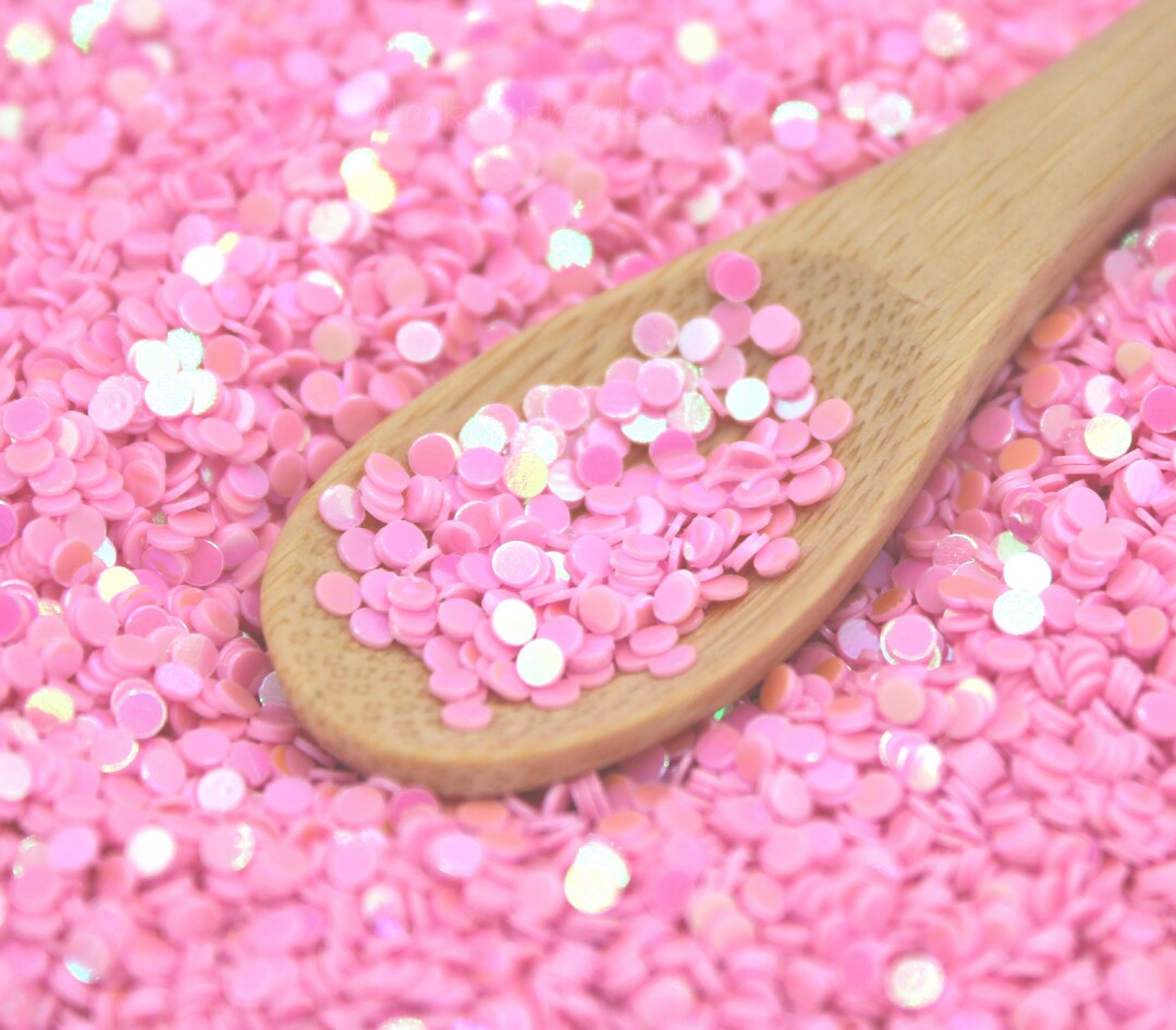 2mm Light Pink Glitter Discs - Shimmering Iridescent AB Chunky Color ...