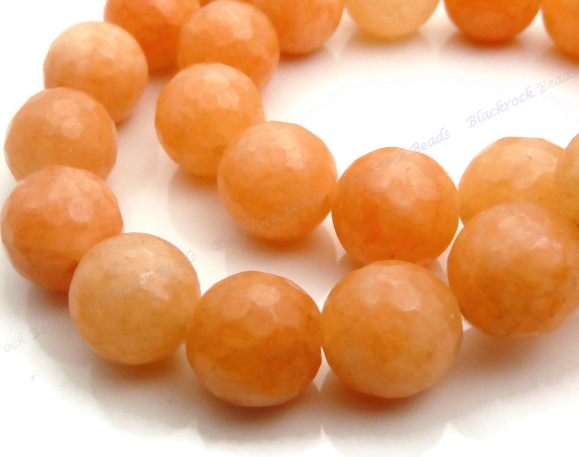 10mm Orange Peach Jade Faceted Gemstone Beads 15.5 Inch - Etsy
