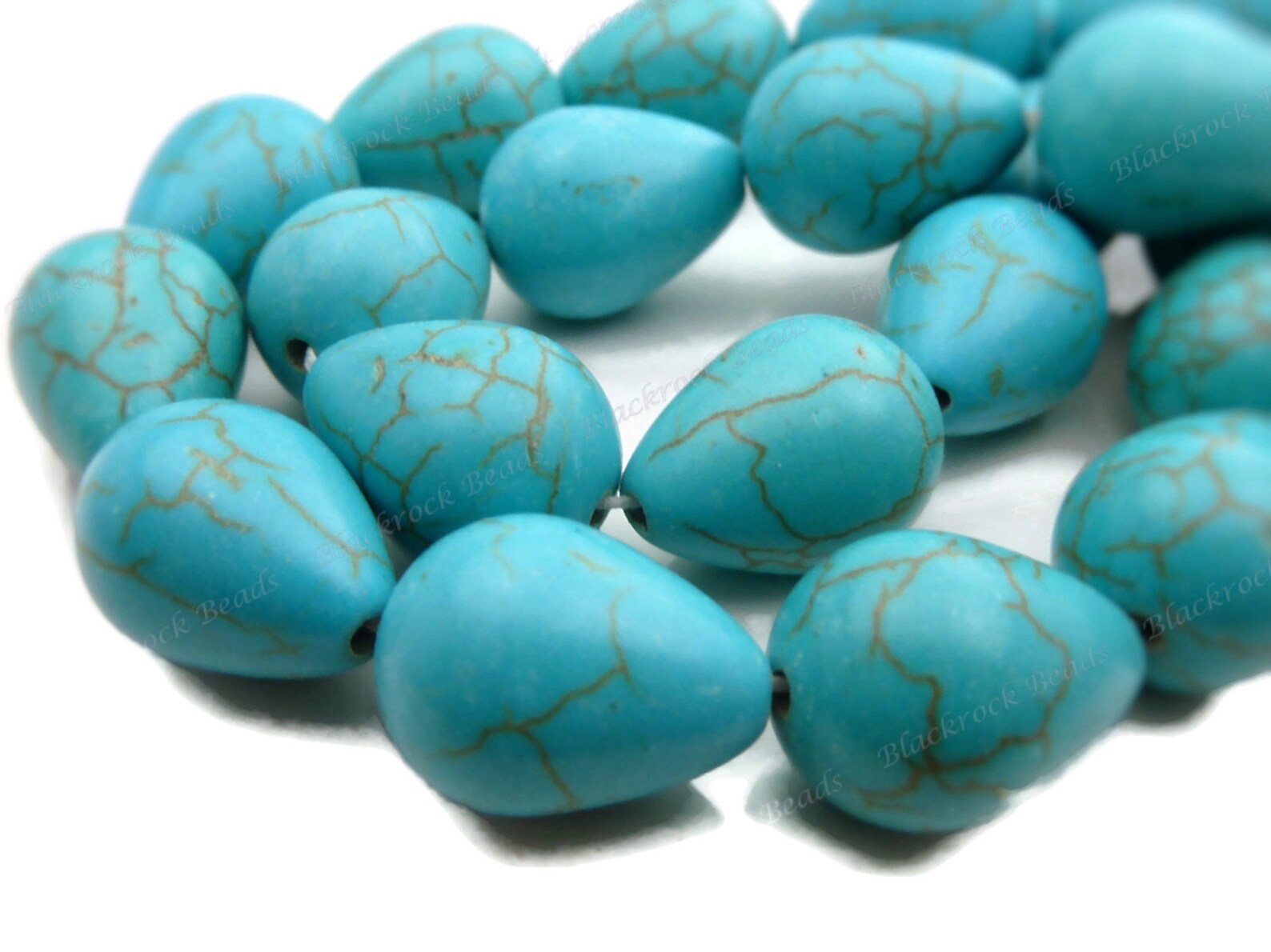 8 Turquoise Blue Magnesite Matrix Teardrop Gemstone Beads | Etsy