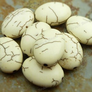 18x13mm White Magnesite Matrix Puffed Oval Gemstone Beads 10 or 50 ...