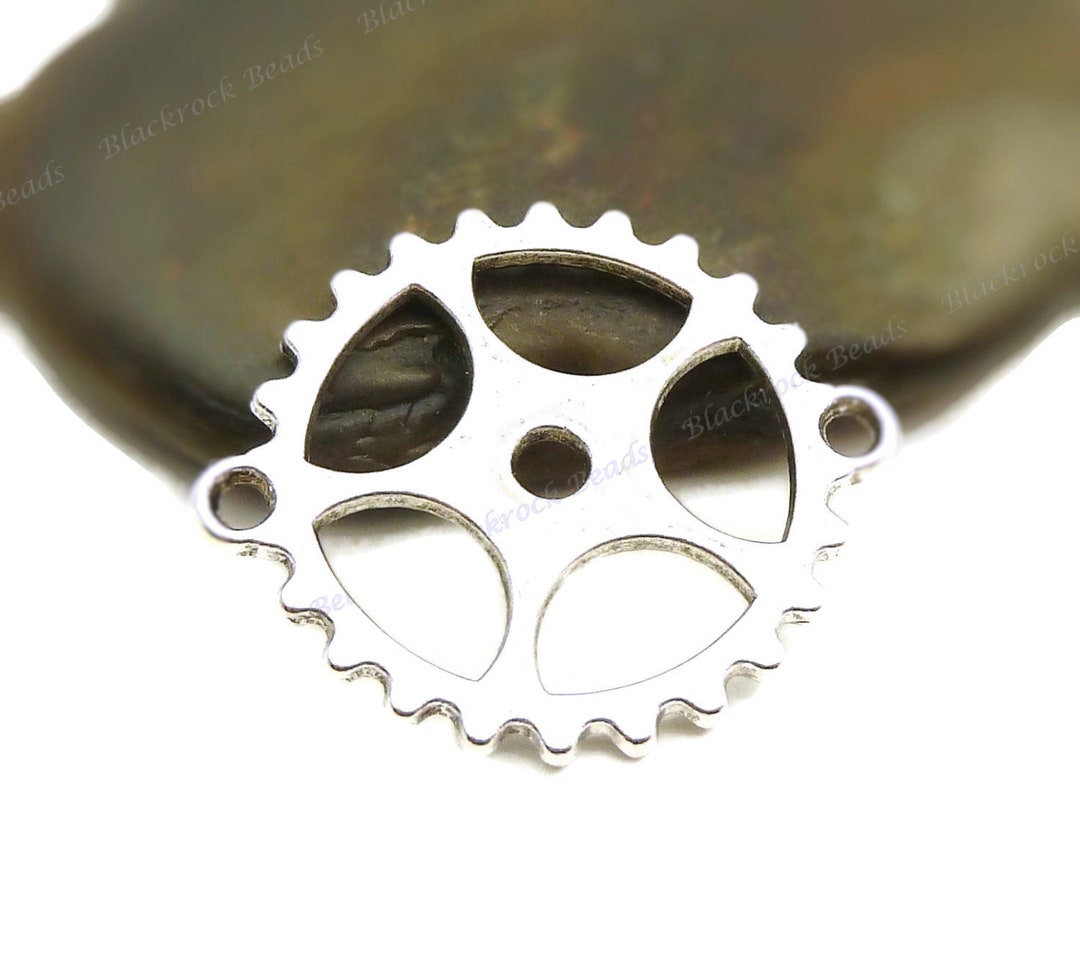 10 Gear Connectors Double Sided Antique Silver Tone 24x28mm, Jewelry ...