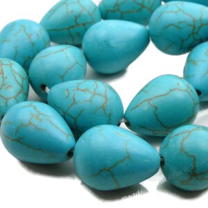 8 Turquoise Blue Magnesite Matrix Teardrop Gemstone Beads 16x12mm ...