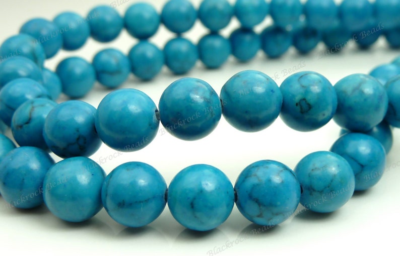 10mm Blue Magnesite Matrix Round Gemstone Beads 16 Inch - Etsy
