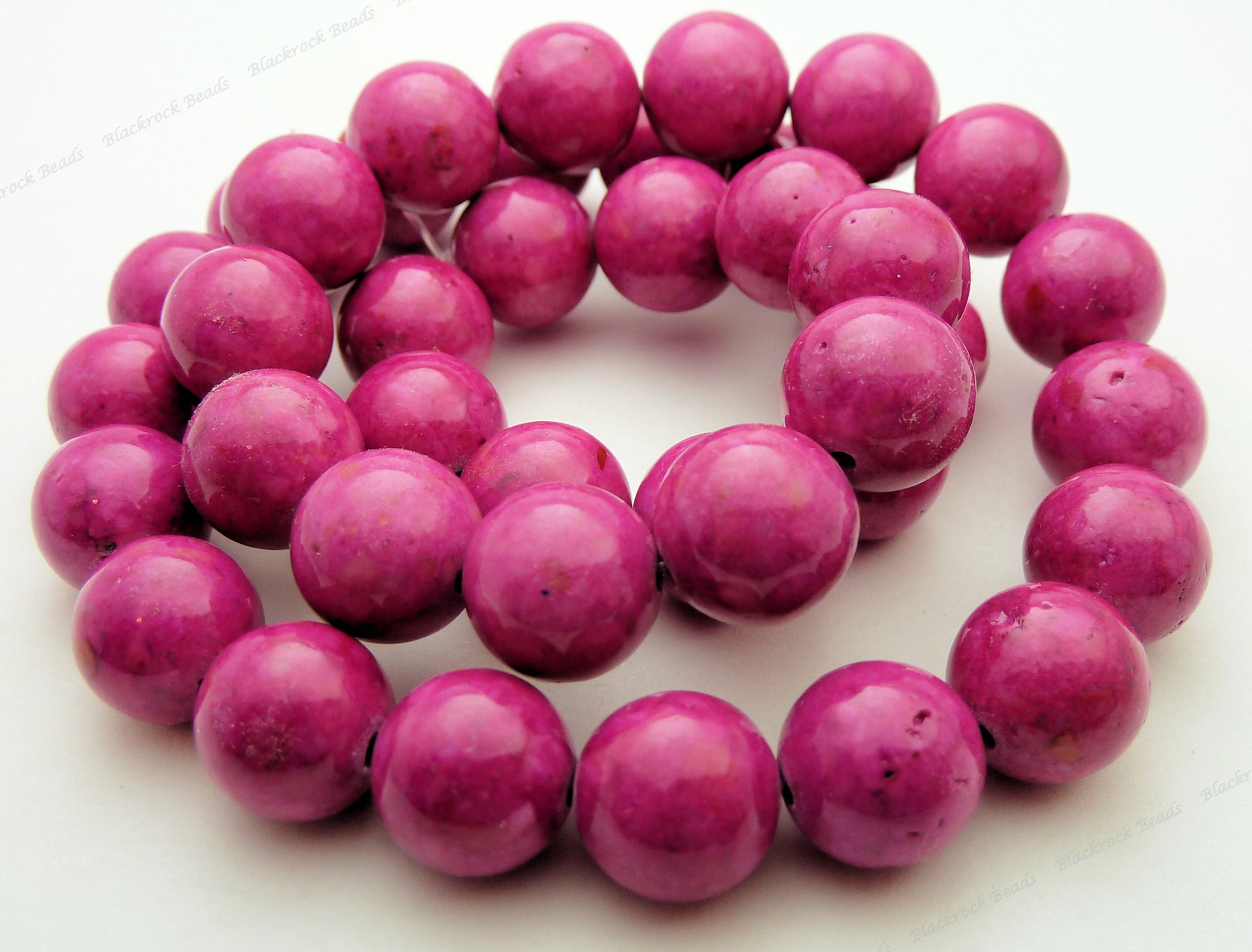 10mm Bright Rose Pink Fossil Stone Round Beads 16 Inch | Etsy