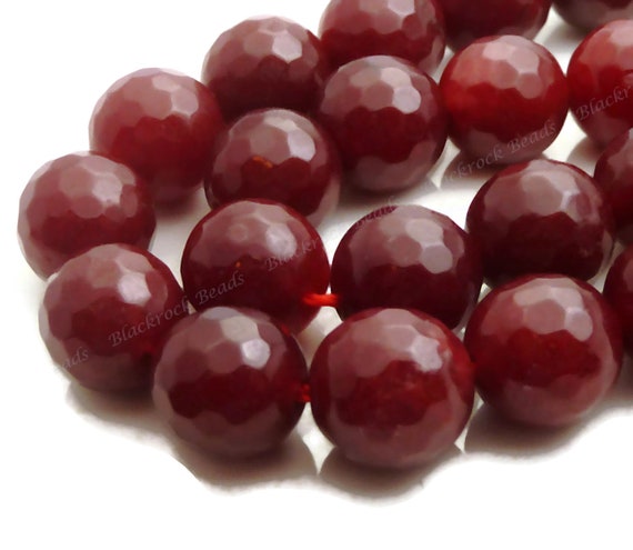 10mm Dark Red Jade Faceted Gemstone Beads 15.5 Inch Strand - Etsy