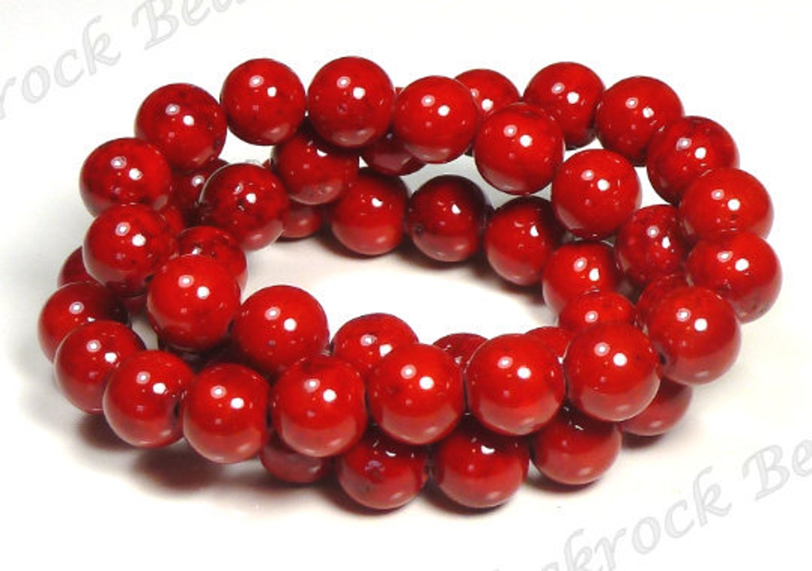 8mm Cherry Red Fossil Stone Round Beads 16 Inch Strand | Etsy