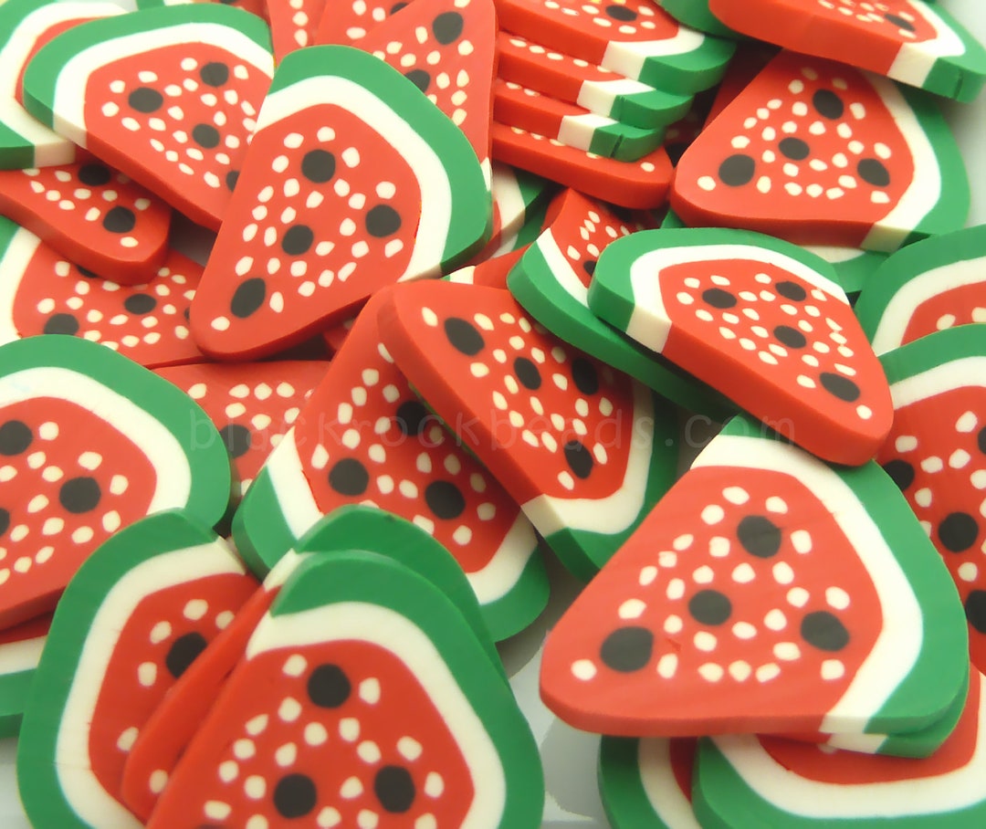 10 Large Polymer Clay Watermelon Slices Faux Fruit Slices, Miniature ...