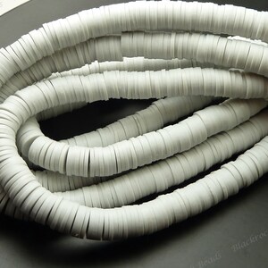 6mm Light Smoky Gray Polymer Clay and Vinyl Heishi Beads 17 Inch Strand ...