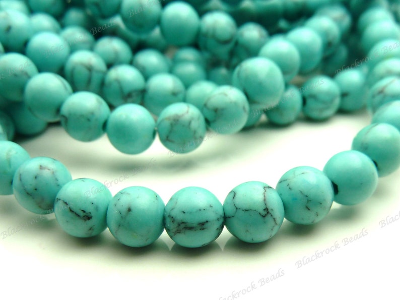 6mm Turquoise Blue Howlite Round Gemstone Beads 16 Inch | Etsy