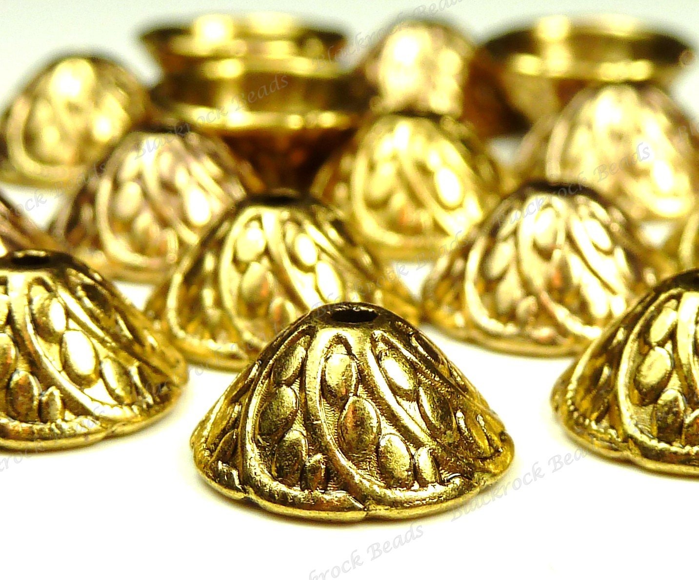 10mm Antique Gold Metal Bead Caps 20pcs Lead and Nickel | Etsy