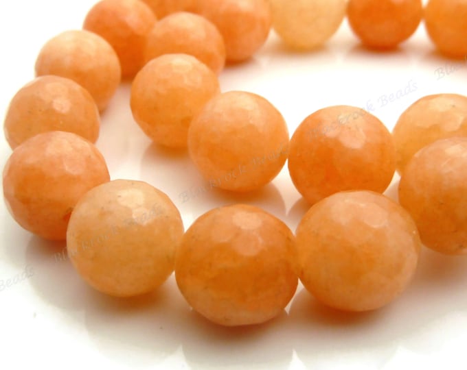 10mm Orange Peach Jade Faceted Gemstone Beads 15.5 Inch - Etsy