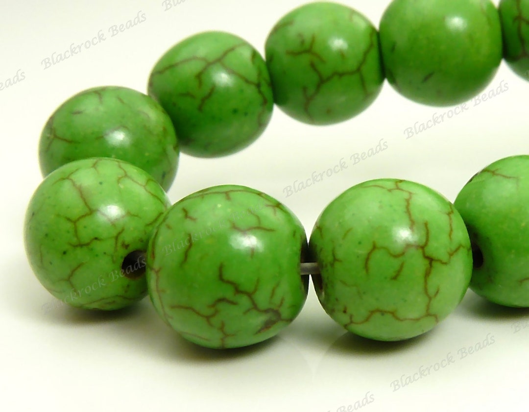 9.5mm Green Magnesite Matrix Round Gemstone Beads 16 Inch Strand BE25 ...