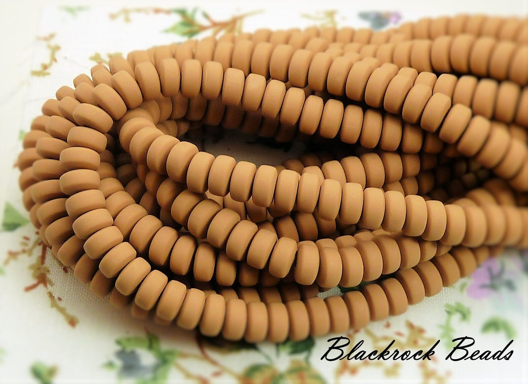 6x4mm Camel Brown Polymer Clay and Vinyl Rondelle Beads 15.5 Inch ...
