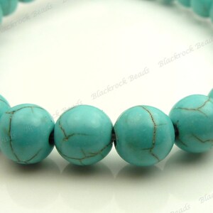 8mm Turquoise Blue Magnesite Matrix Round Gemstone Beads 16 Inch Strand ...
