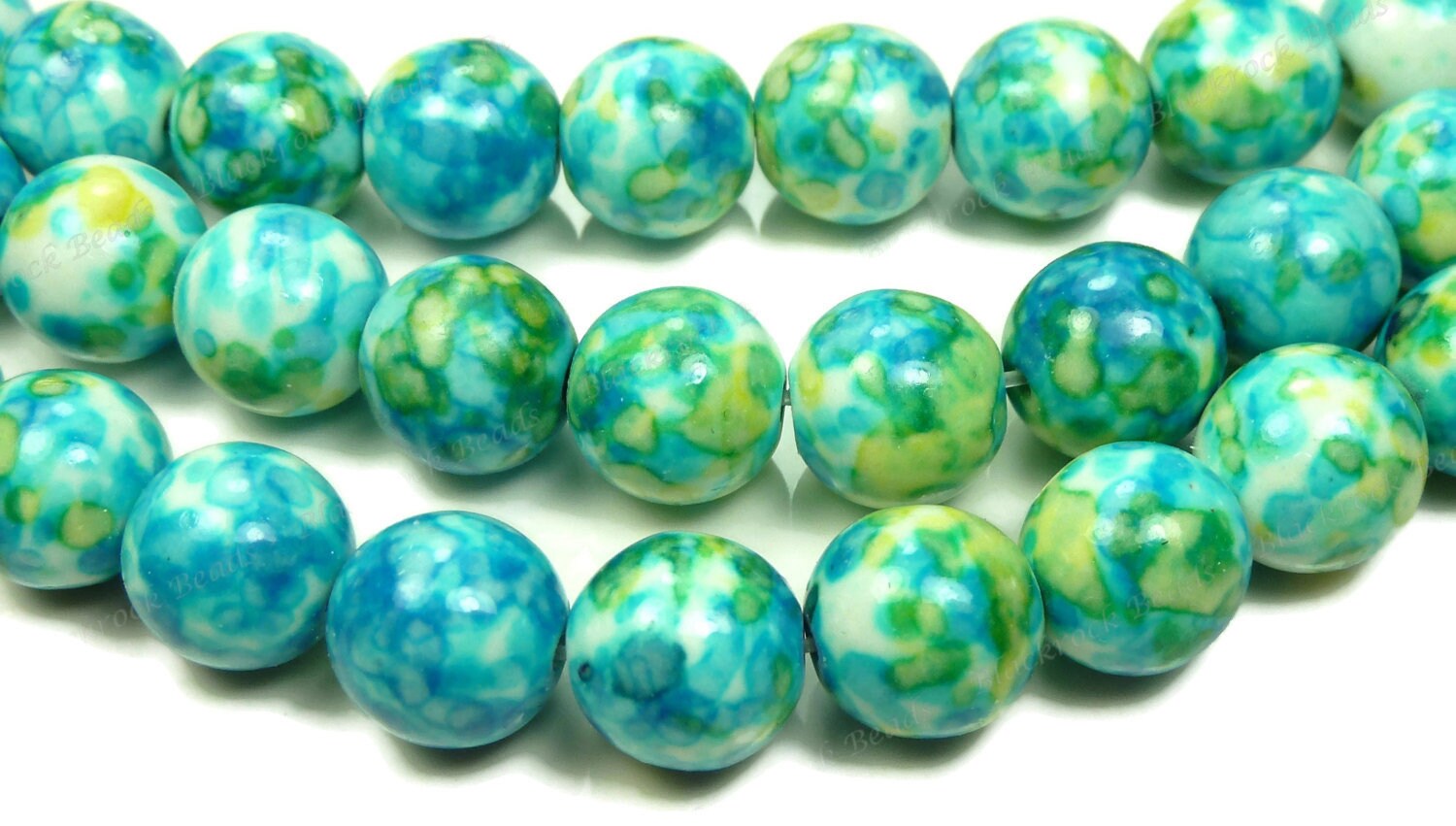 10mm Rain Flower Stone Ocean Jade Round Gemstone Beads 15.5 | Etsy