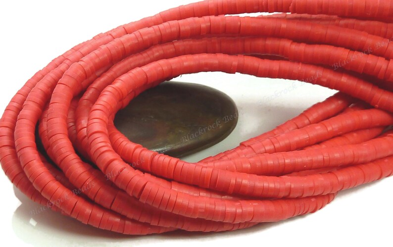 6mm Red Polymer Clay and Vinyl Heishi Beads 17 Inch Strand - Etsy