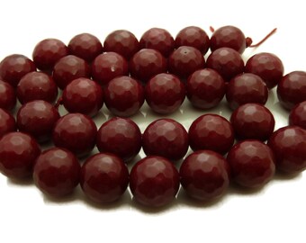 True Maroon Red JADE Faceted Round full Strand 15.5 Inch Strand, 4mm ...