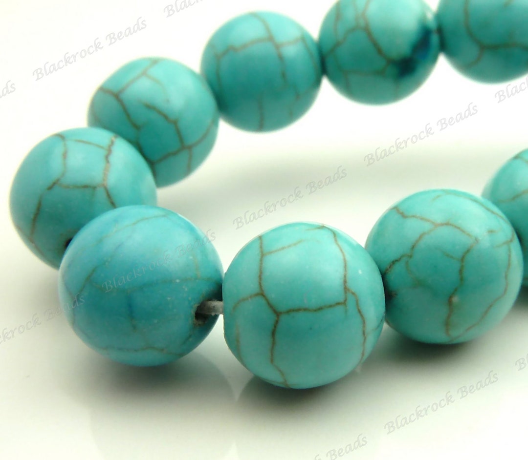 10mm Turquoise Blue Magnesite Matrix Gemstone Beads 15.5 Inch Strand ...