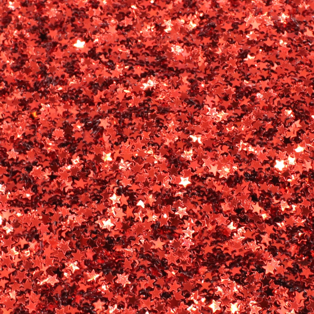 Red Star Glitter Shimmery Iridescent AB Chunky Color Shift Star Shaped ...