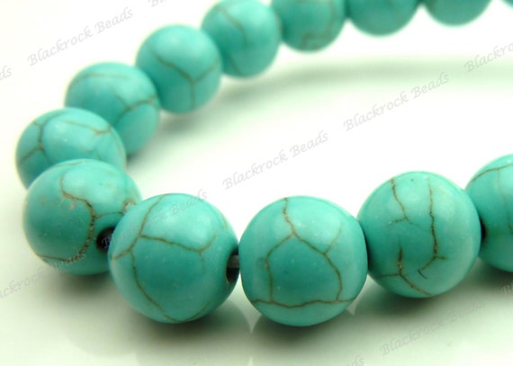 8mm Turquoise Blue Magnesite Matrix Round Gemstone Beads 16 | Etsy