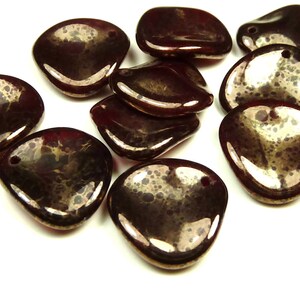 14mm Oxblood Red Moon Dust Picasso Czech Glass Beads 10pcs Czech Rose ...
